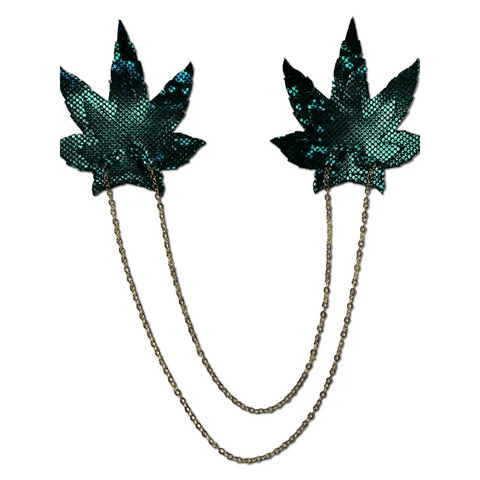 Chains: Shattered Glass Green Weed with Gold Chain Pasties – AbracadabraNYC