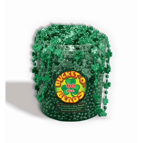St. Patrick's Day Green Shamrock Bucket-O-Beads (60 Pack) – AbracadabraNYC